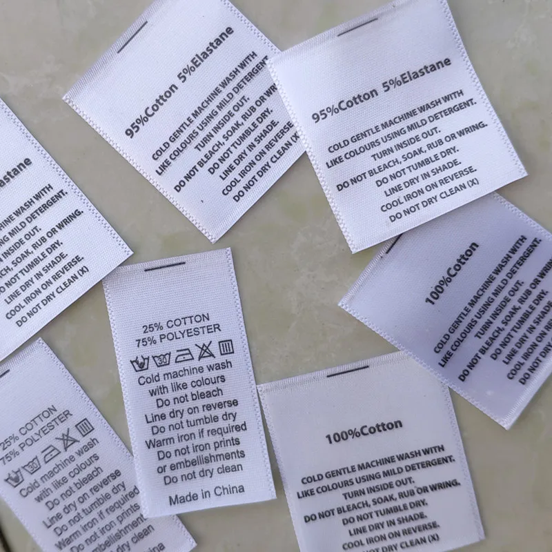 100PCS-In-stock-Satin-ribbon-washing-tag-White-care-label-Cotton ...