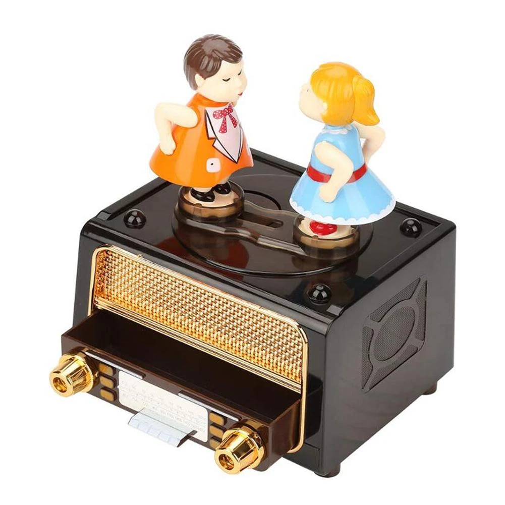 Kissings Couple Doll Music Box Classic Radio Player Clockwork ABS ...