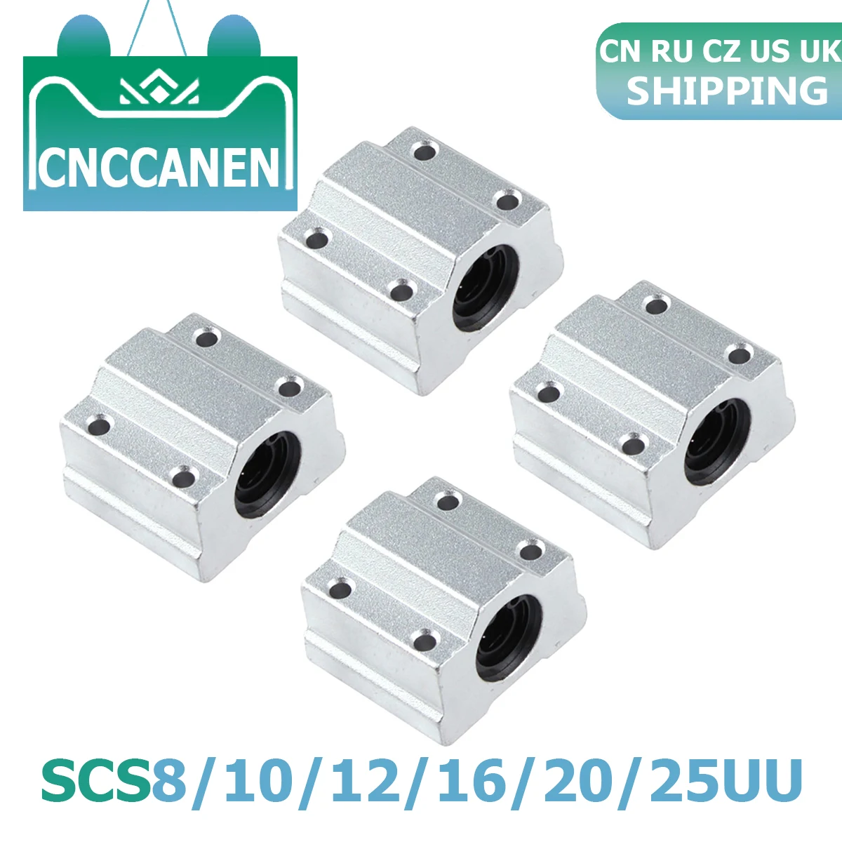 4PCS Linear Motion Ball Bearing Slide Block Bushing SC8UU SCS8UU SC10UU ...