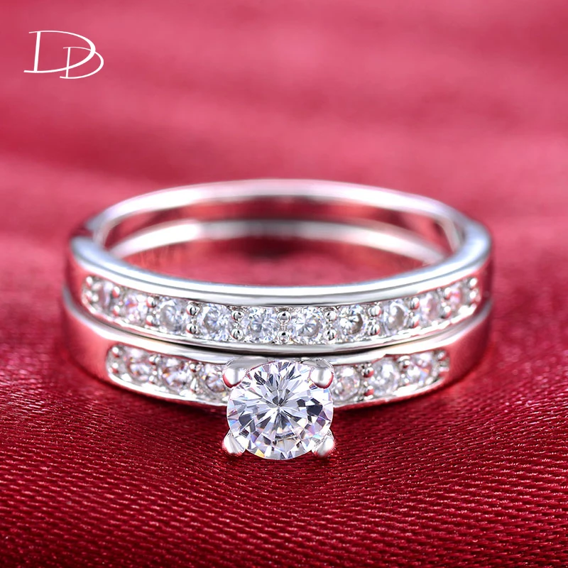 DODO-Silver-Color-Ring-Sets-For-Women-Fashion-Wedding-Band-Bridal ...