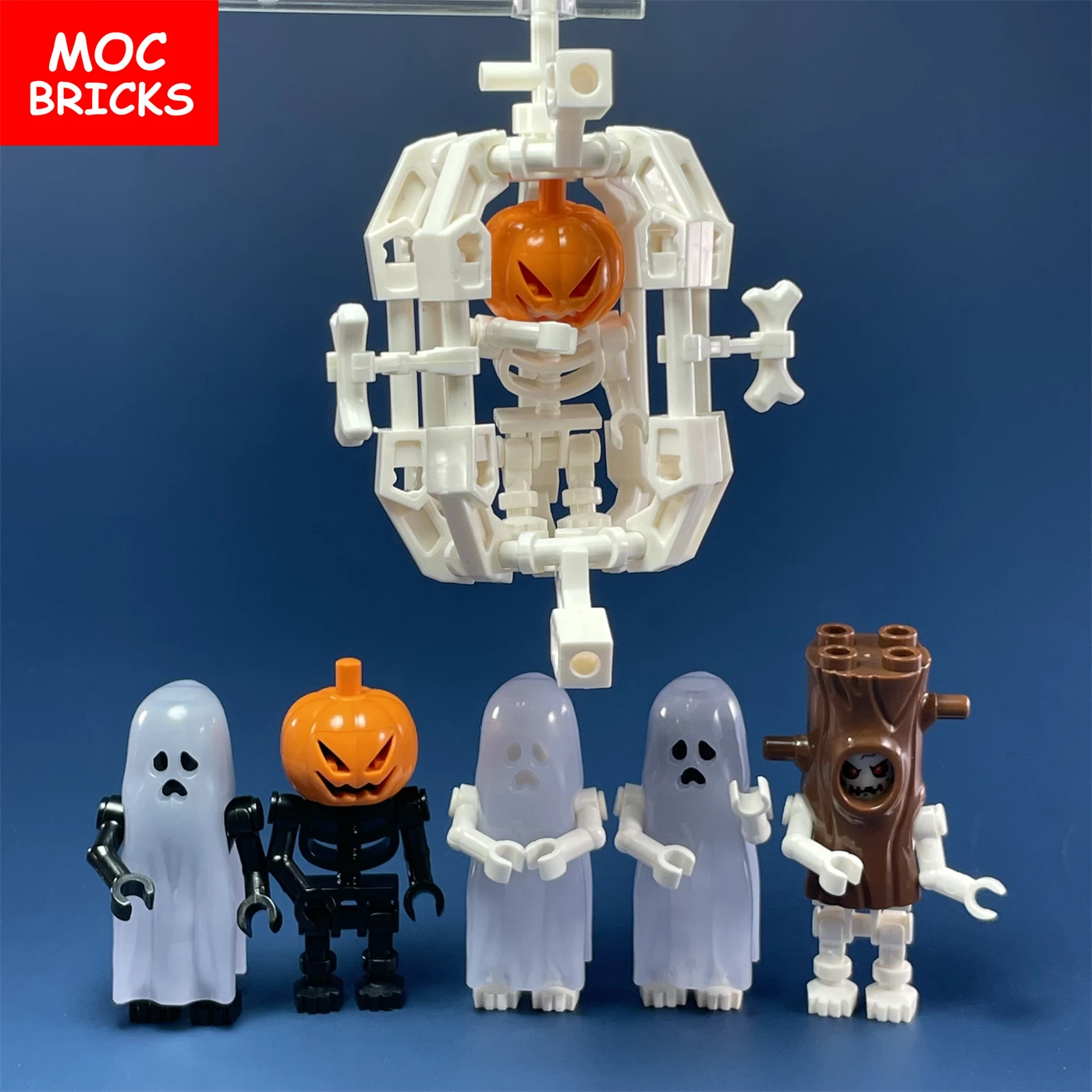 Single Sale MOC Bricks Halloween Luminous Ghost Skeleton Assembly ...