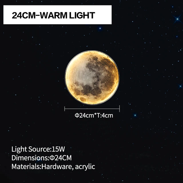 Lámpara de pared LED moderna, iluminación interior de Luna para ...