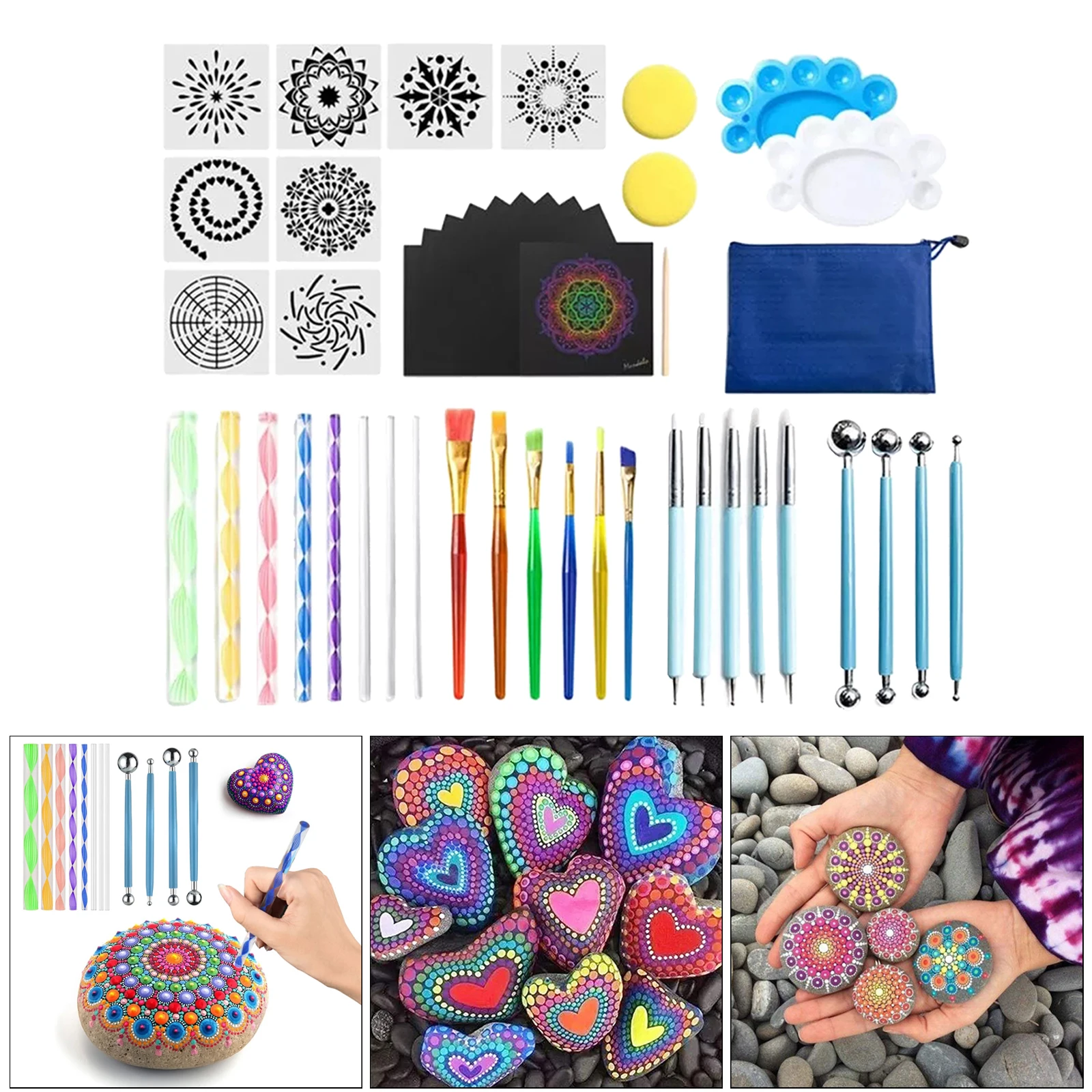 47pcs Mandala Dotting Tools Set Pen Dotting Tools Mandala Stencil Ball ...