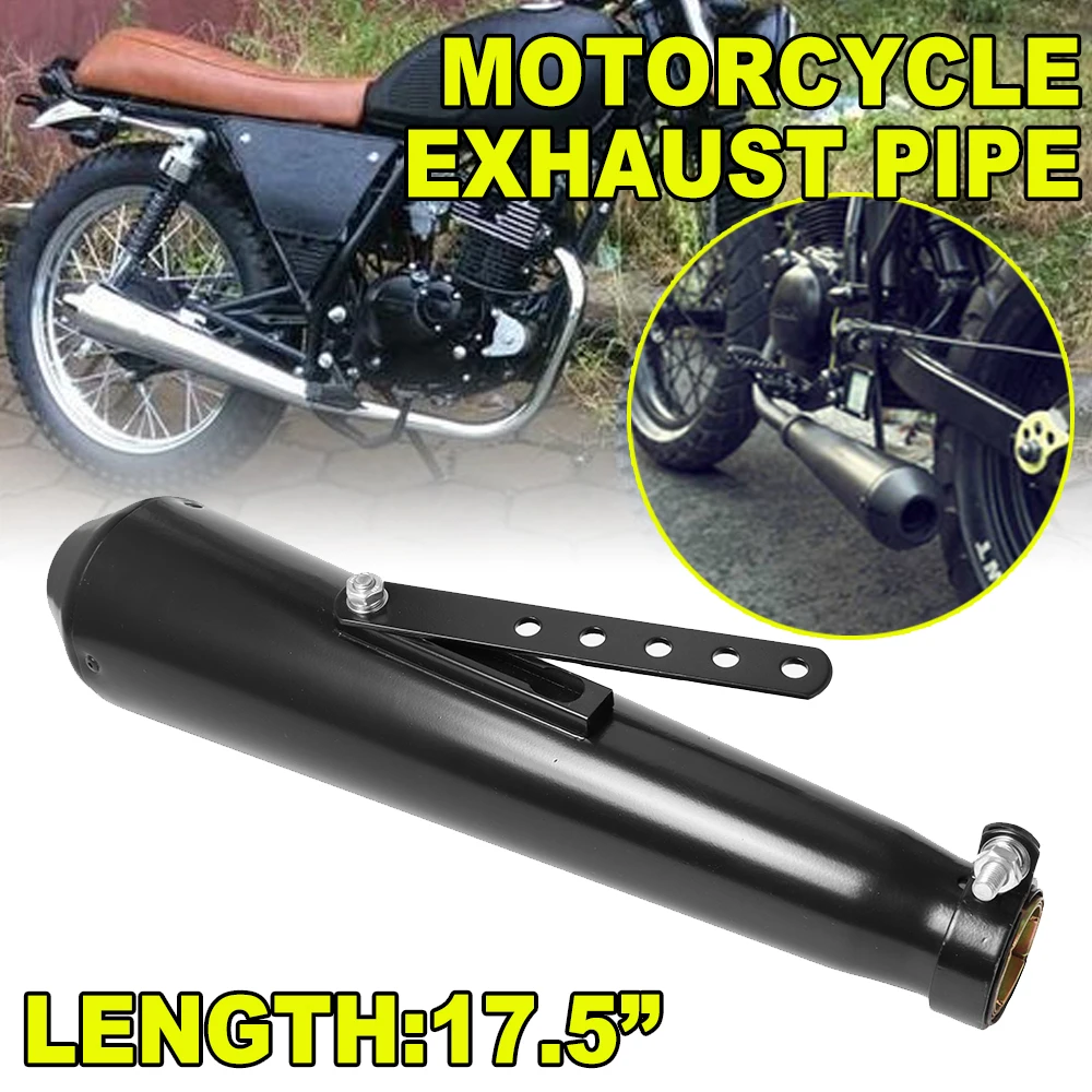 Universal-Motorcycle-Exhaust-Muffler-Pipe-with-Sliding-Bracket-Retro ...