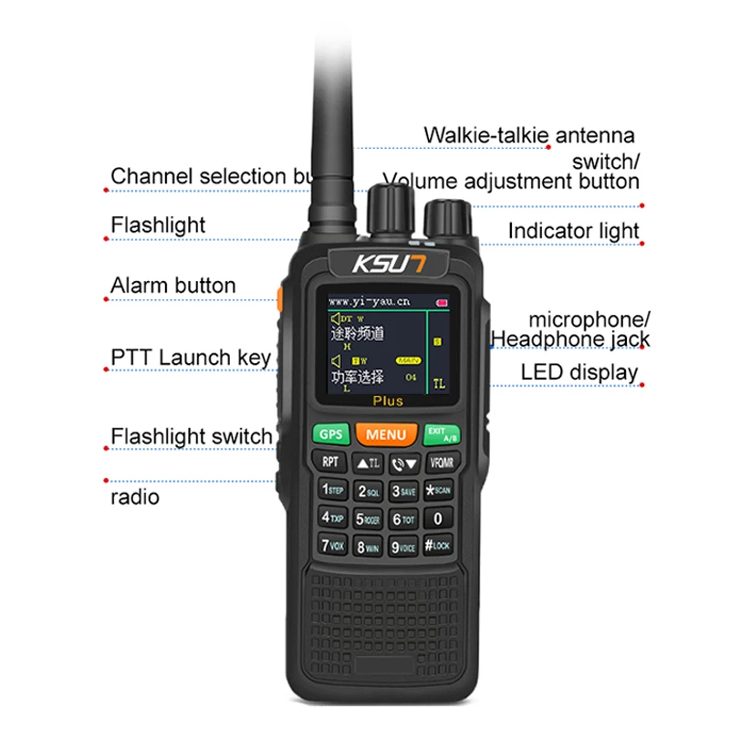 KSUN 10W Infinite Distance Global Intercom GPS Positioning Walkie Talkie 50 KM Aviation Band VHF ...
