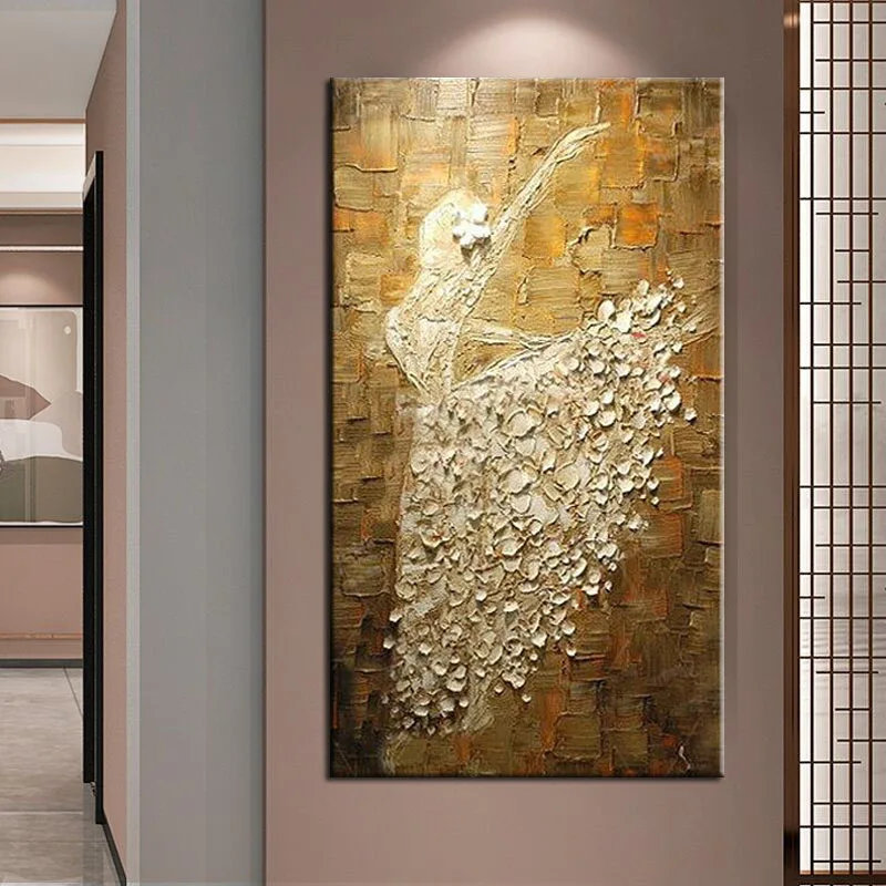 100% Hand Gemalt Ballet Tänzerin Bild Abstrakte Spachtel Ölgemälde Auf Leinwand Wand Kunst Für ...