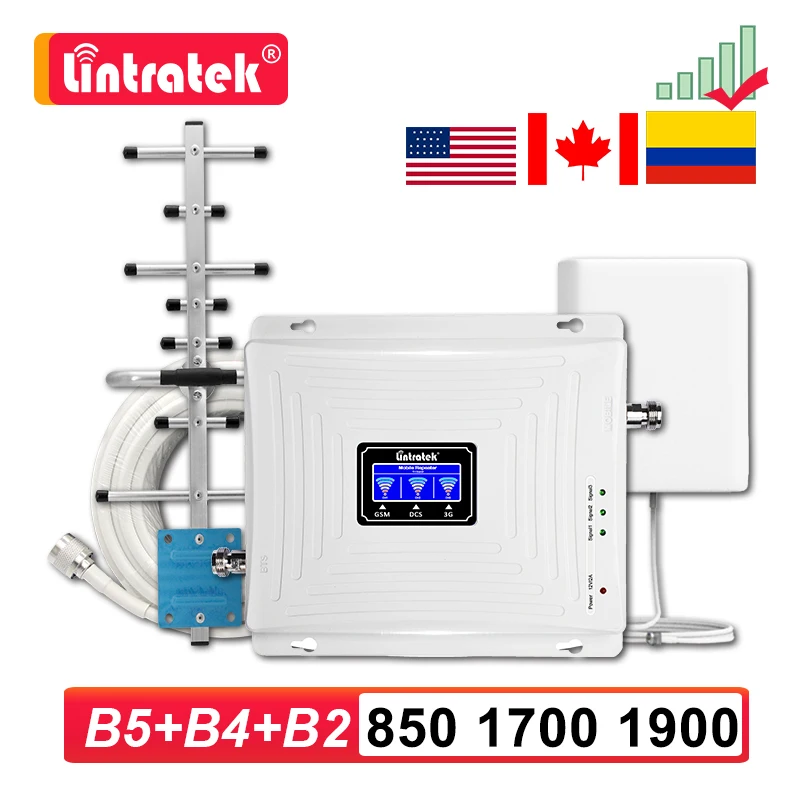 Lintratek 2G 3G 4G 850 1700 1900mhz Cellular Amplifier Tri Band ...