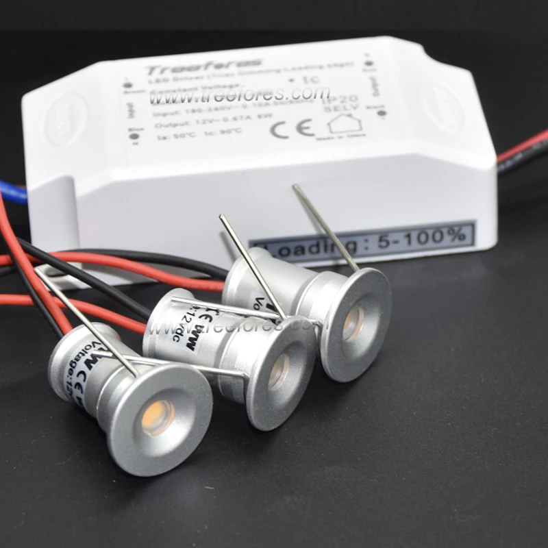 1w 12v Dc Led Triac Dimmable Mini Spotlight 15mm Recessed Lighting With Transformer Home Kitchen ...