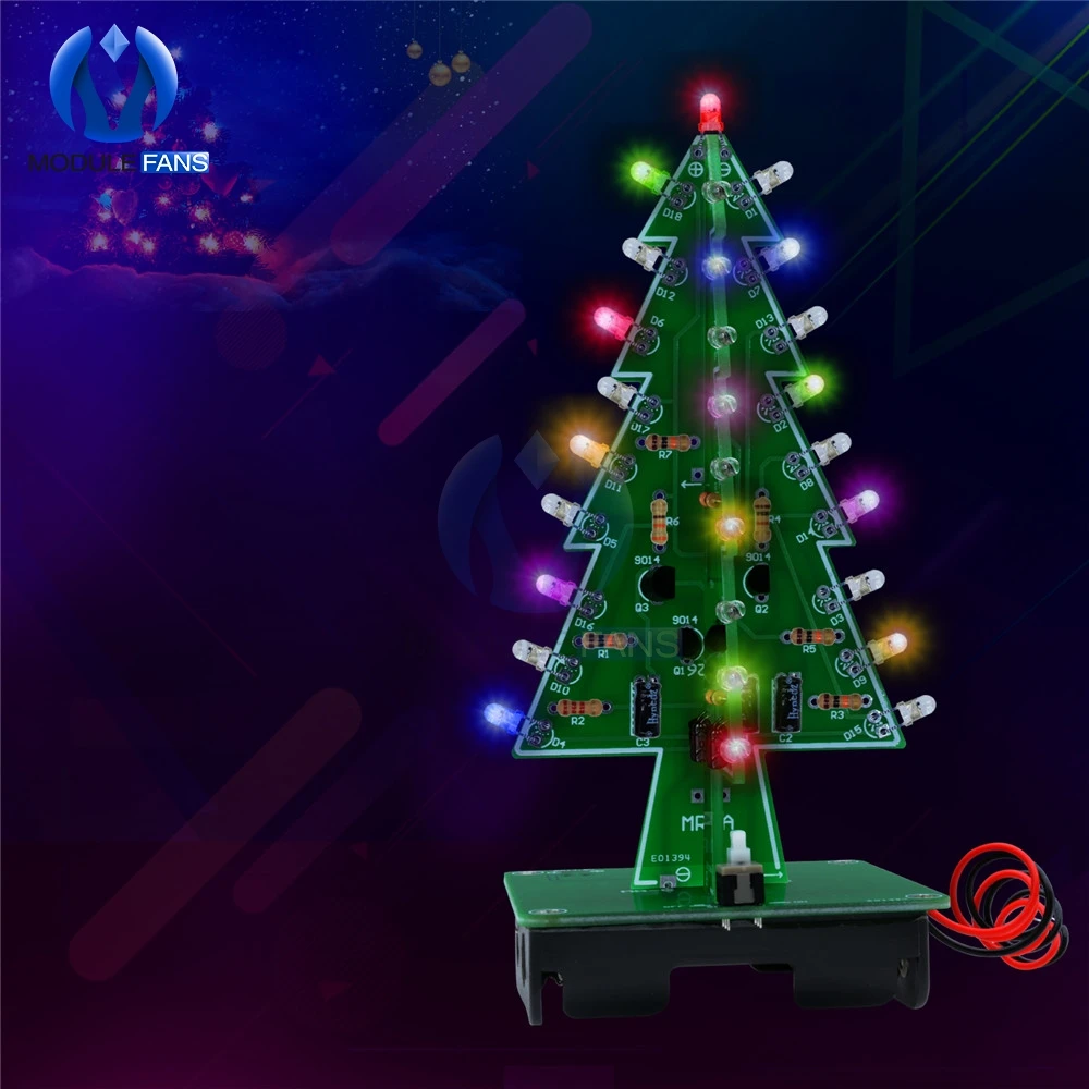 Diy-Electronic-Christmas-Trees-3D-Xmas-Tree-7-Color-Light-Flash-LED ...