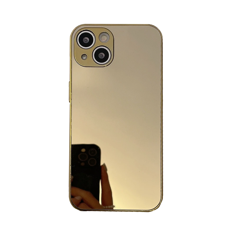 Luxury Glossy Plating Gold Silver Mirror Plain Phone Case For Iphone 13 ...