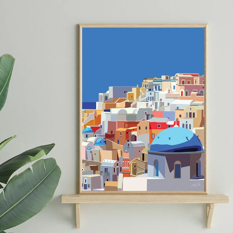 Greece Canvas Panorama Greek wall art Santorini island on Canvas Aegean ...