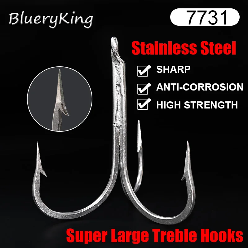 BlueKim-7731-Stainless-Steel-Anchor-Hooks-Super-Large-Treble-Hooks-Big ...