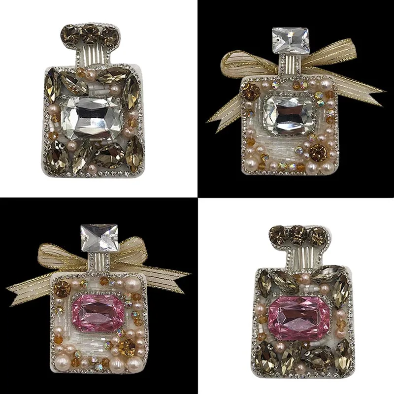 1pc Perfume Bottle With Bow Handmade Beaded Patches for Clothing DIY ...