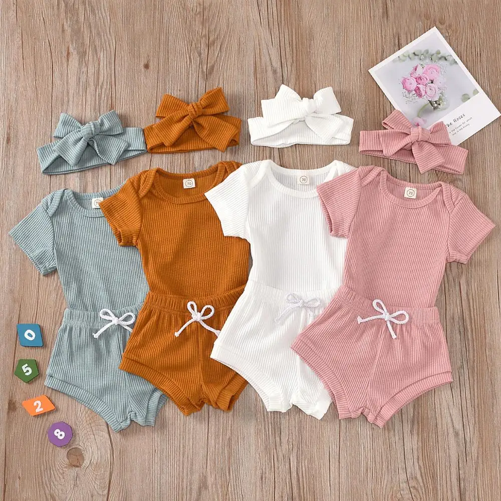 Ropa de 3 uds para niña recién nacida, Top corto + Pantalones, diadema ...