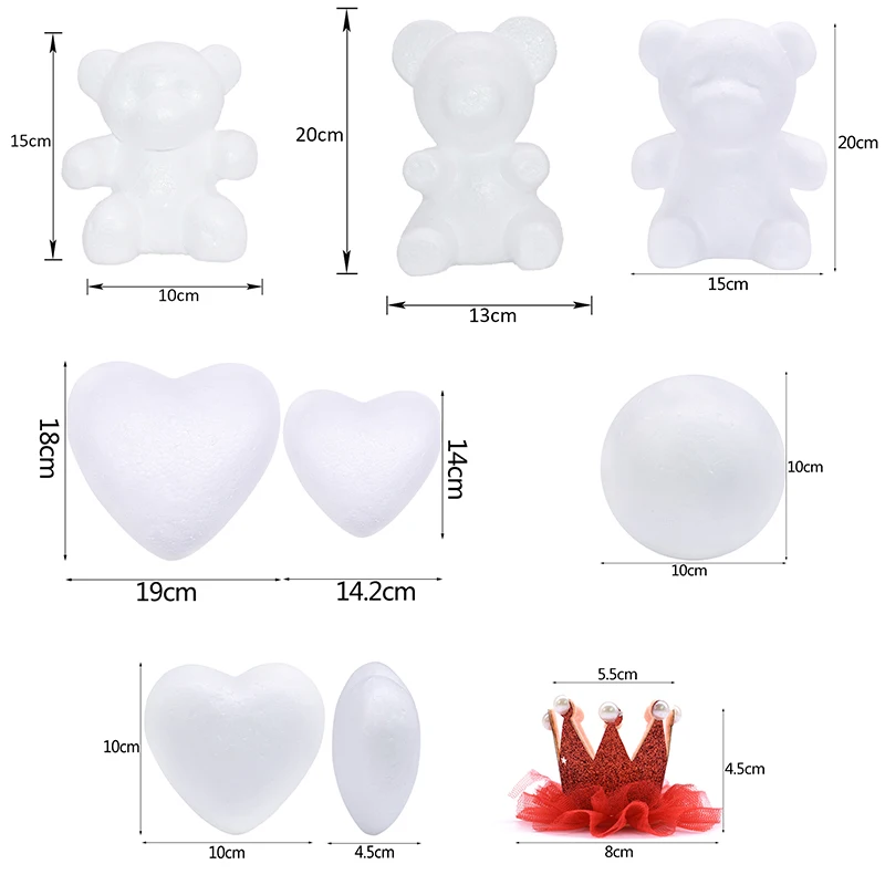 Objets décoratifs,Boule de mousse en polystyrène,ours Rose blanc en ...