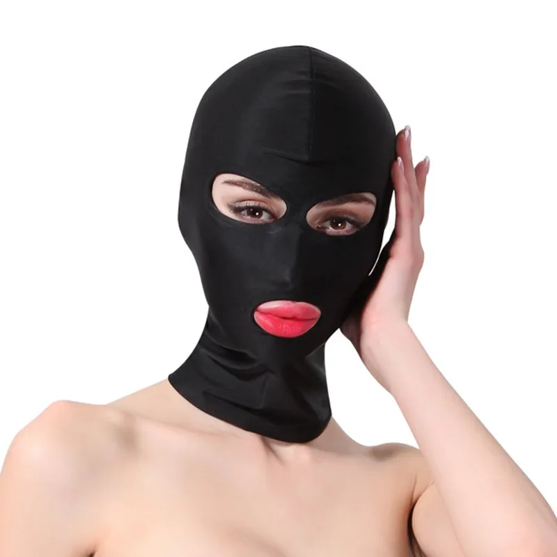 Exotic Fetish Accessories Of Sexy Elasticity Full Face Eye Mask With Open Mouth For Men Women