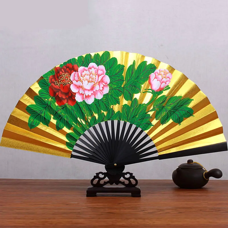 Chinese-Peking-Opera-Fan-Vintage-Folding-Paper-Peony-Fan-Classical-Men ...