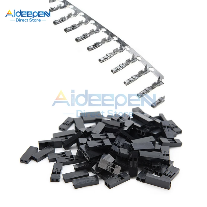 100pcs/set 1 Pin 2 Pin 2.54mm Male/female Dupont Jumper Wire Cable Connector Terminal With Black ...
