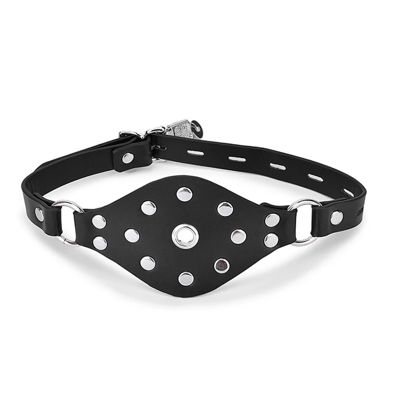 Adjustable belt PU leather oral ball mask Fetish Bondage cover Mouth ...