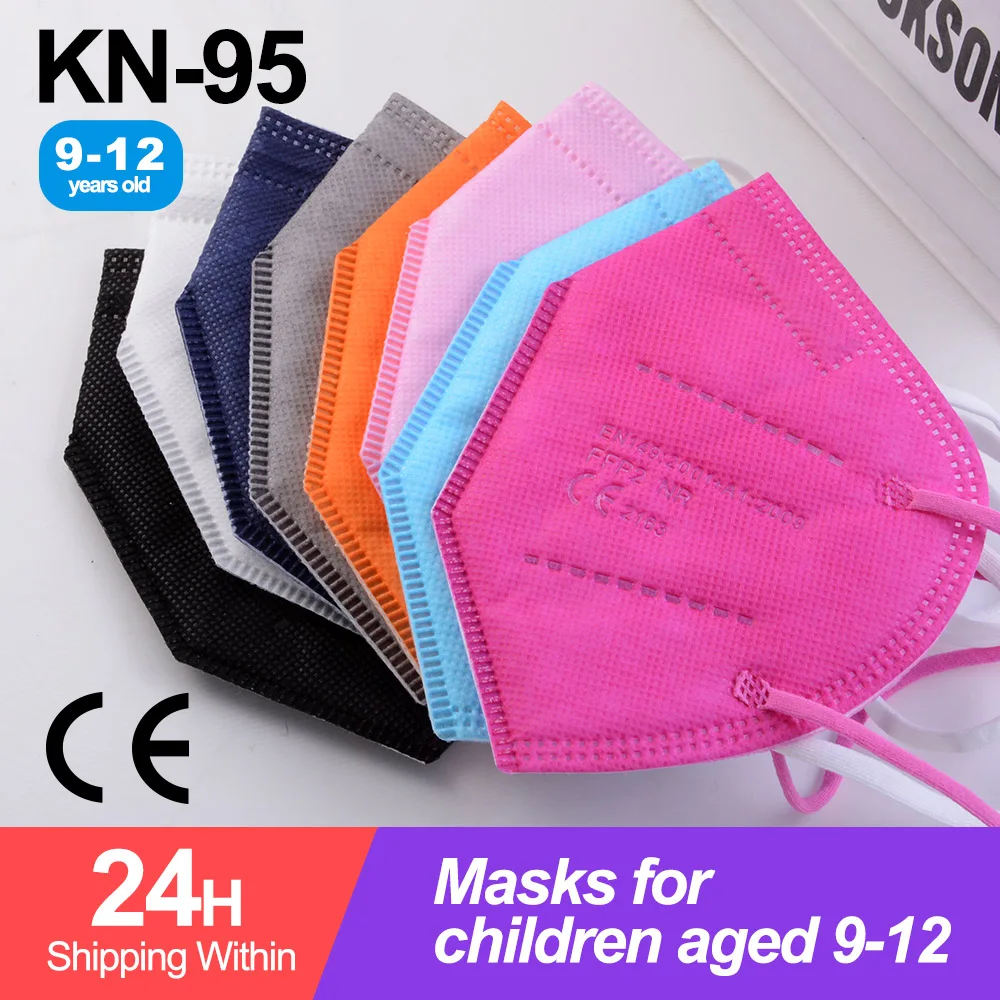 9 12 idades ffp2 mascarillas kn95 crianças máscara 5 camadas crianças ...
