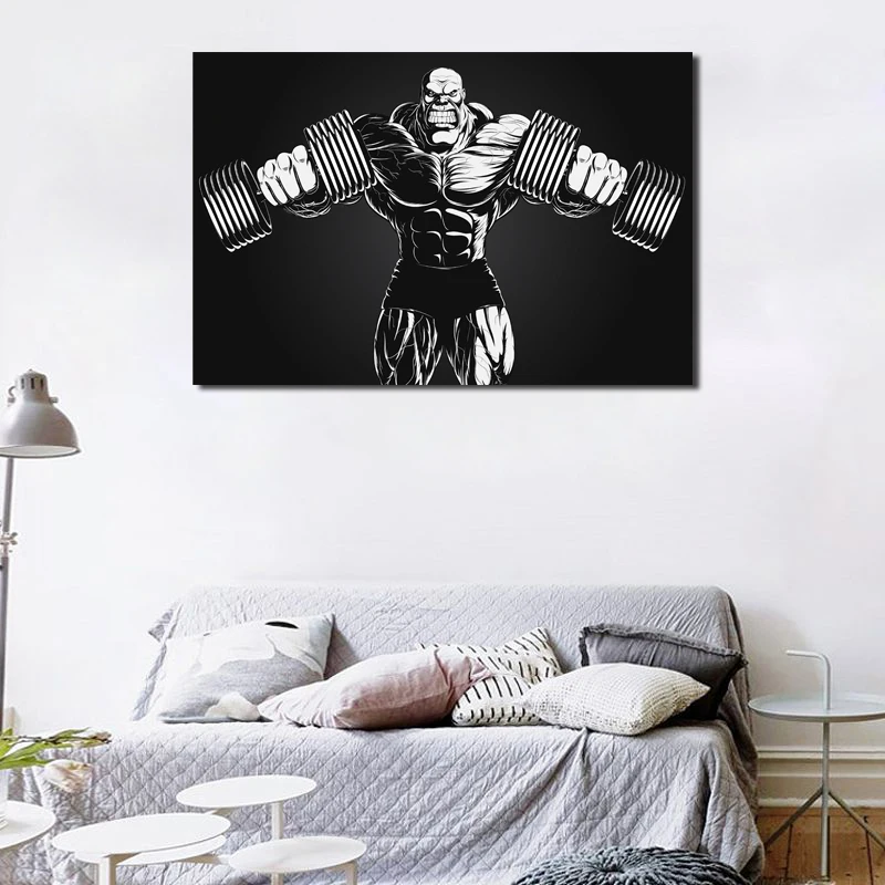 Bodybuilders Black White HD Wallpapers Canvas Painting Print Bedroom ...