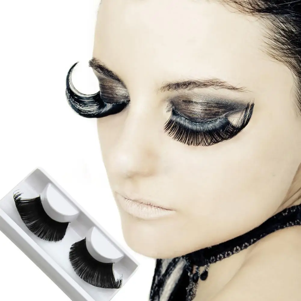 1Pair Black Feathers Makeup Eyes Lash New Exaggeration Beauty Christmas ...