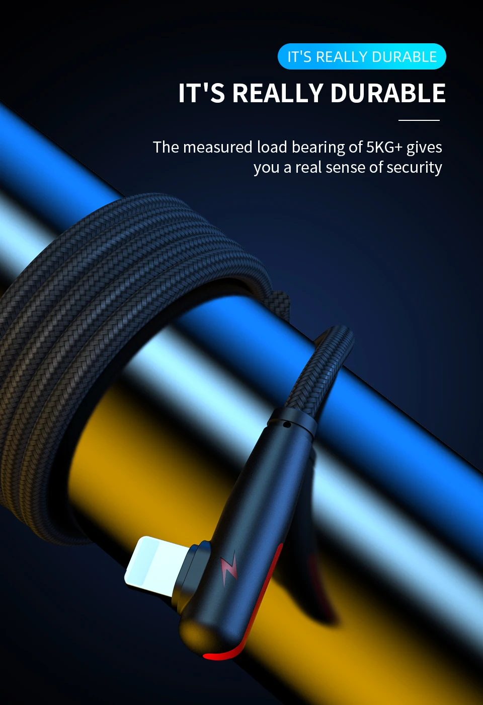 BLACK CABLE-1M -L En Nylon En forme de Câble USB Pour iPhone 12 11 Pro XS Max XR X 8 7 6 6S 5S ...