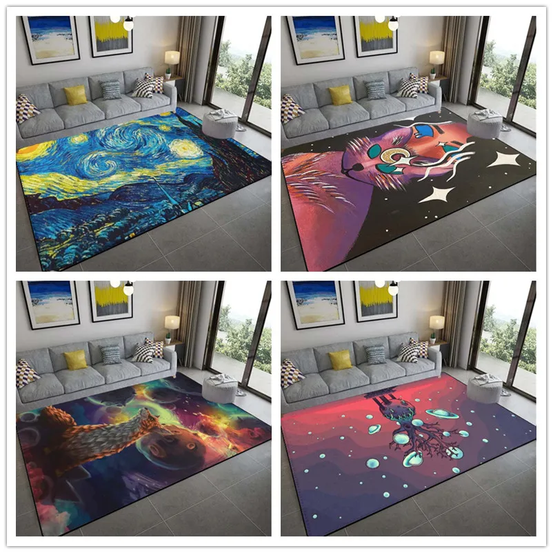 Starry Sky Rug Fox Woodland Forest Funny Animals Non Slip Area Rug Gift ...