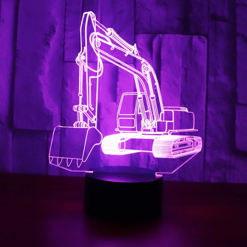 3D-LED-Night-Light-Excavating-Machinery-Digger-Excavator-with-7-Colors ...