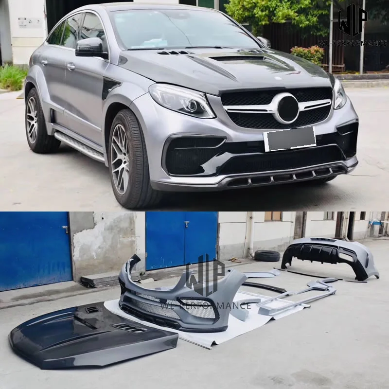 W292 Gle 쿠페 Gle63 와이드 카 바디 키트 탄소 섬유 Pp 프론트 범퍼 리어 범퍼 엔진 후드 벤츠 W292 Gle ...