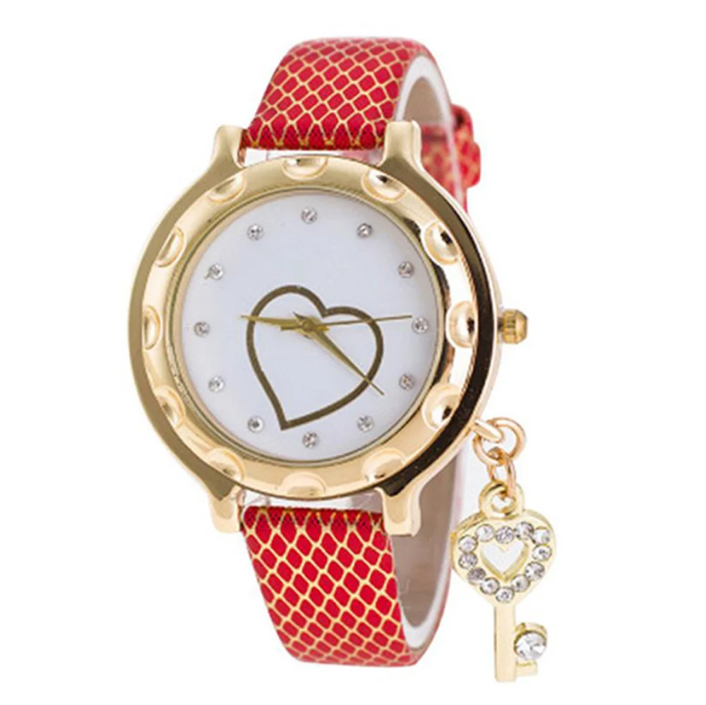 Reloj de cuarzo para mujer con colgante de llave en forma de corazón a ...
