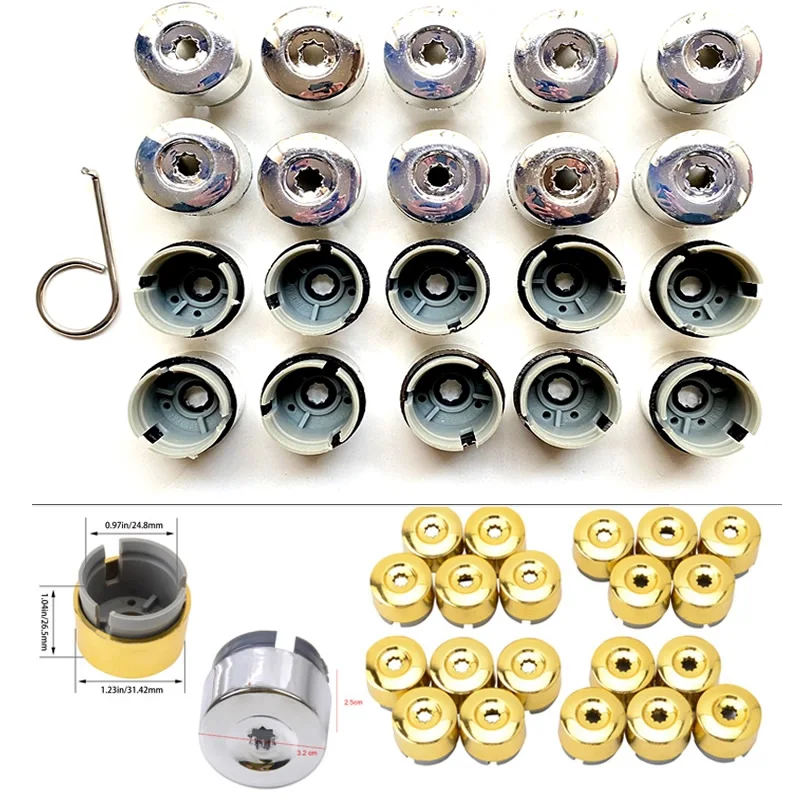 7L6 601 173A 2ZZ 10/20pcs Chrome Wheel Lug Bolt Nut Cap Cover ...