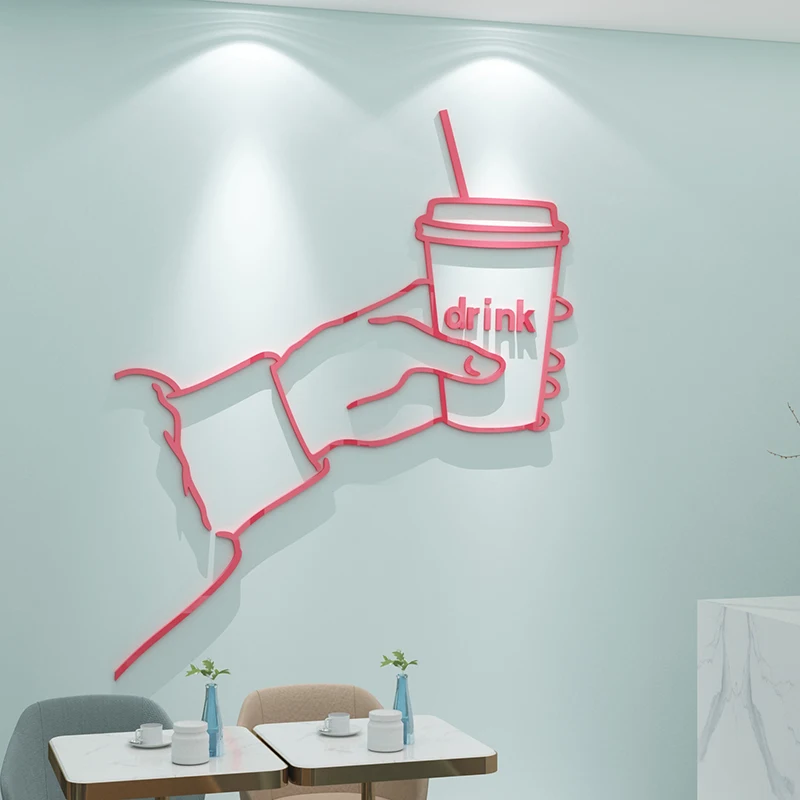 Beverage-Shop-Background-Wall-Decorative-Painting-Milk-Tea-Shop-Wall ...