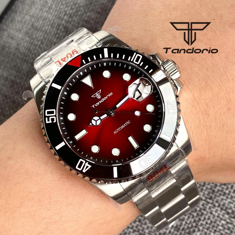 Tandorio 40mm 24 Jewels NH35A Automatic Men's Watch Gradient Red ...