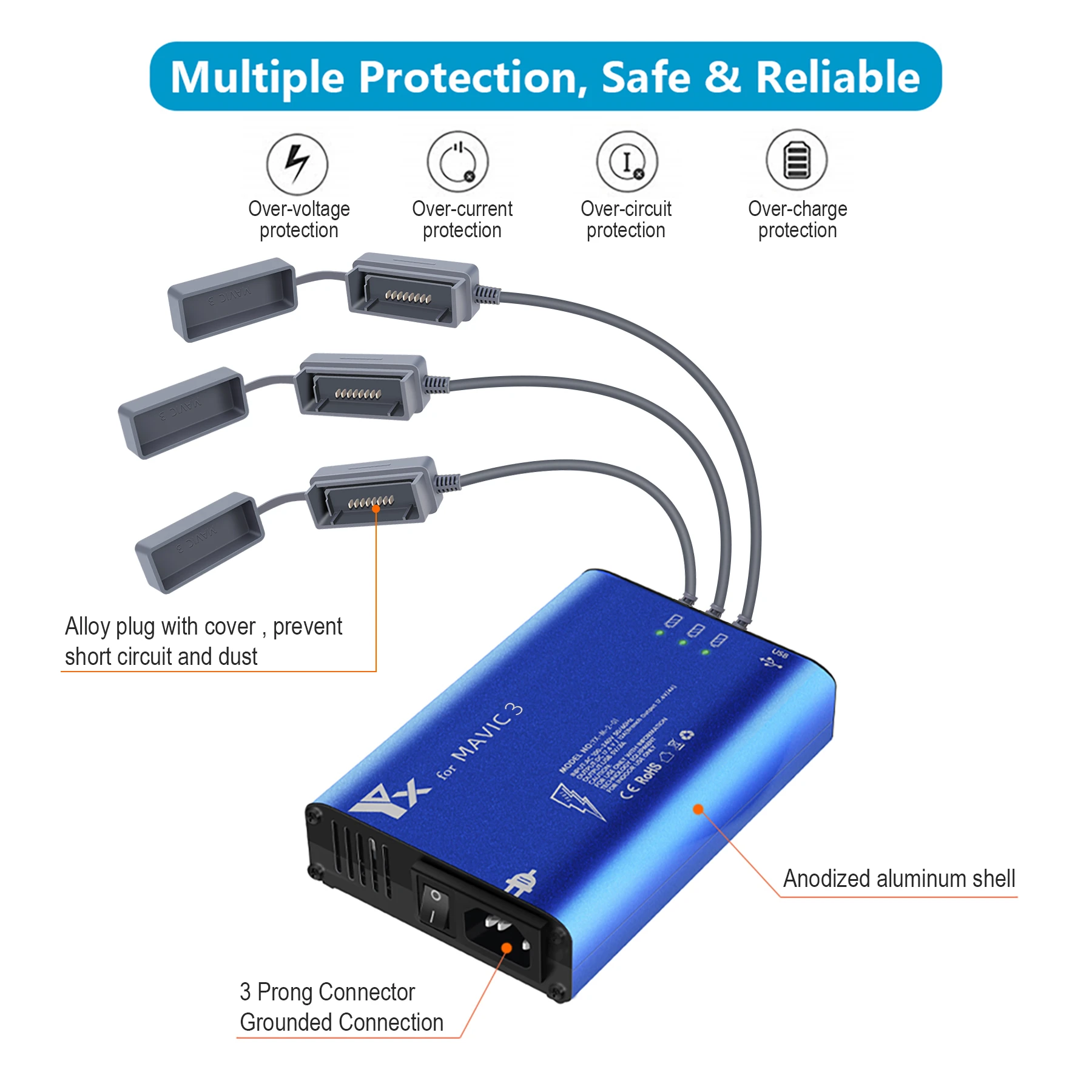 5 In 1 Battery Charger Hub For Dji Mavic 3 Drone Remote Controller ...