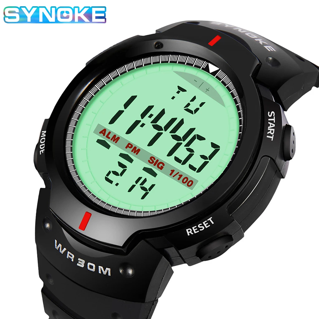 Synoke Watches Men 30m Waterproof Electronic Led Digital Watch Men ...