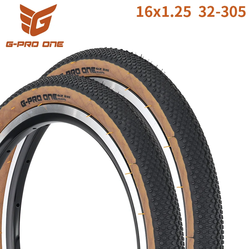 1pc G-PRO ONE 16x1.25 32-305 Folding Bike Tire 16 inch Brown Skin Edge ...