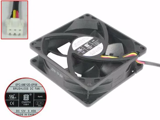 Dwph Efc-08e12d-ef05 Dc 12v 0.4a 80x80x25mm 3-wire Server Cooling Fan ...