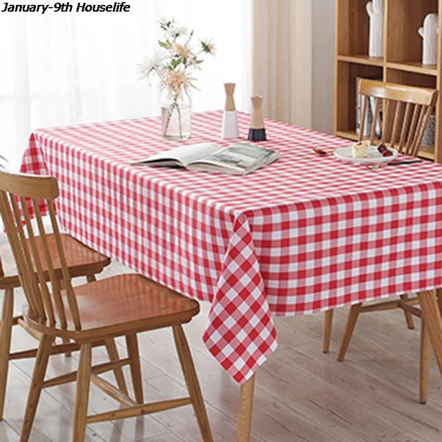 Red Checkered Tablecloth Picnic Table