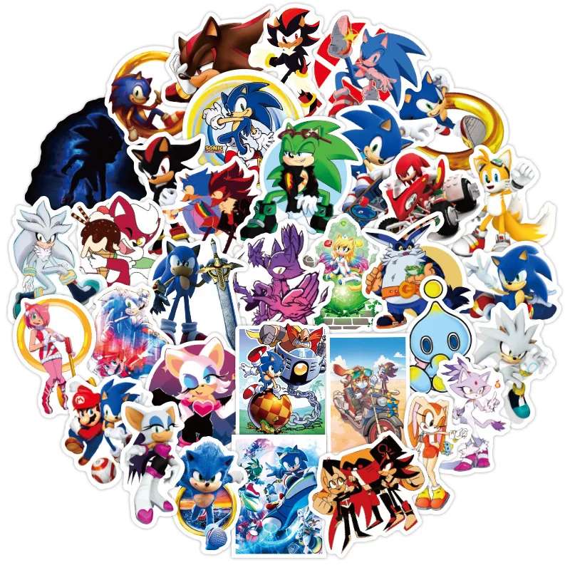 50 Pcs Anime Sonic the Hedgehog Stickers Cartoon Waterproof PVC Sticker ...