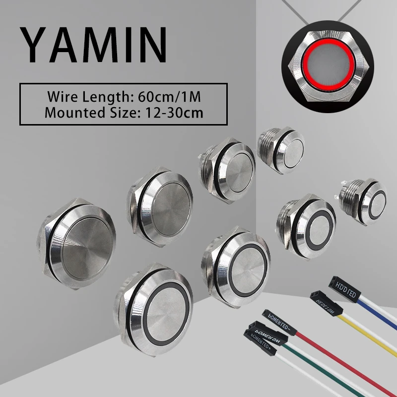 22/25/30mm DIY Ultrathin Metal Push Button Switch 3 6V With Wire For ...