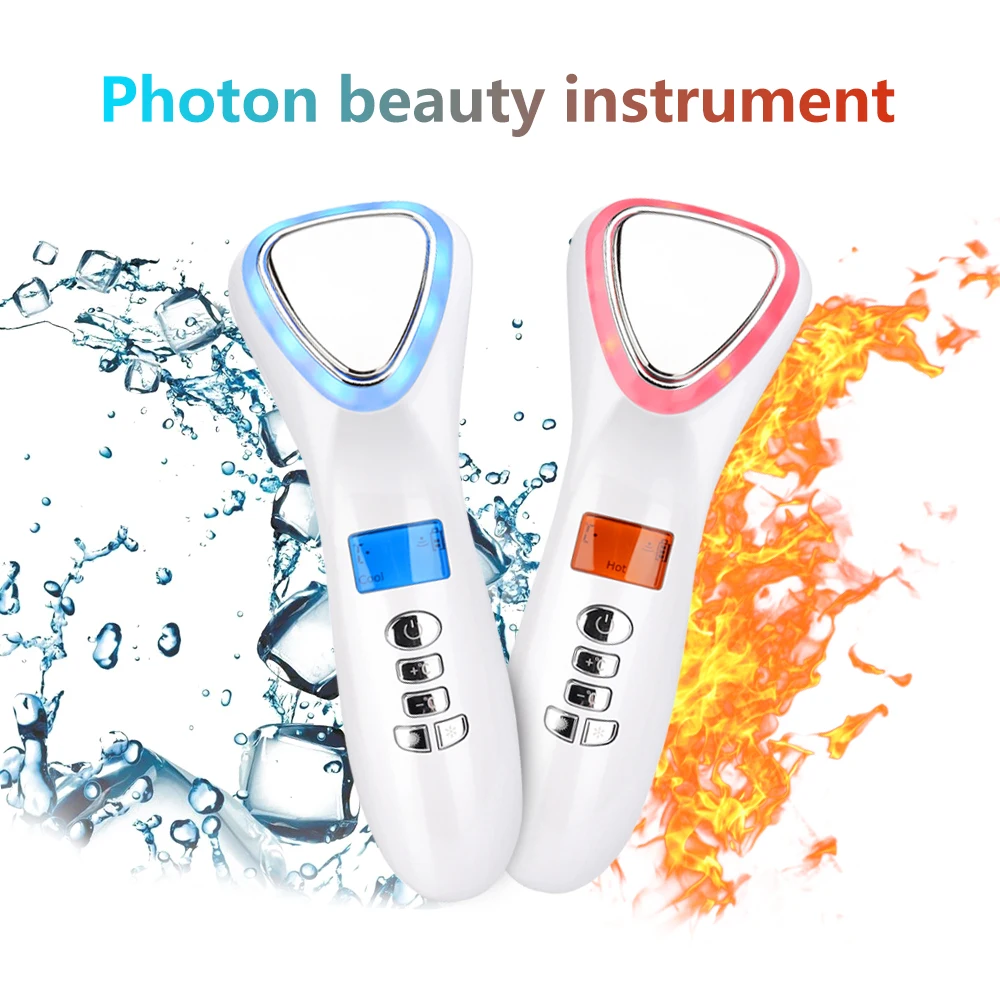 LED Face Lifting Ultrasonic Cryotherapy Hot Cold Hammer Light Photon ...