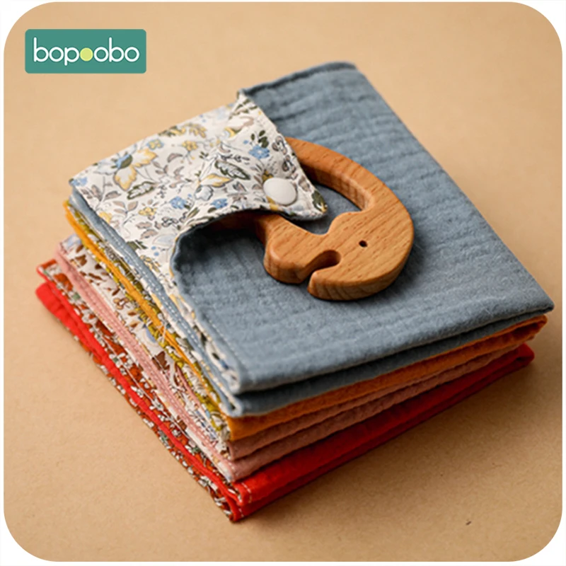 1Pc Baby Saliva Towel Bibs Beech Wood Teether Chewing Toys Appease ...