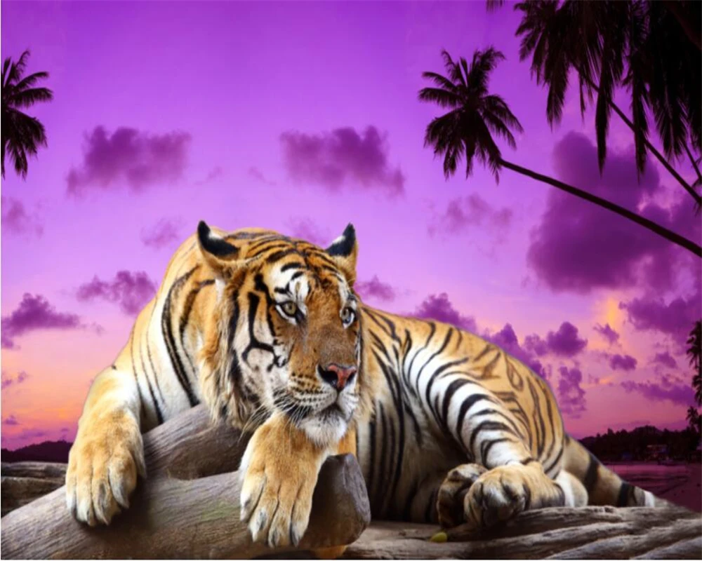 3d Purple Tiger Wallpaper