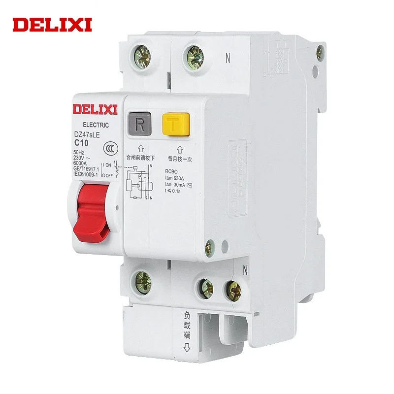 DELIXI Leakage protection circuit breaker MCB RCBO DZ47SLE 6KA 1P+N 230AC type C 6A 10A 16A 20A ...
