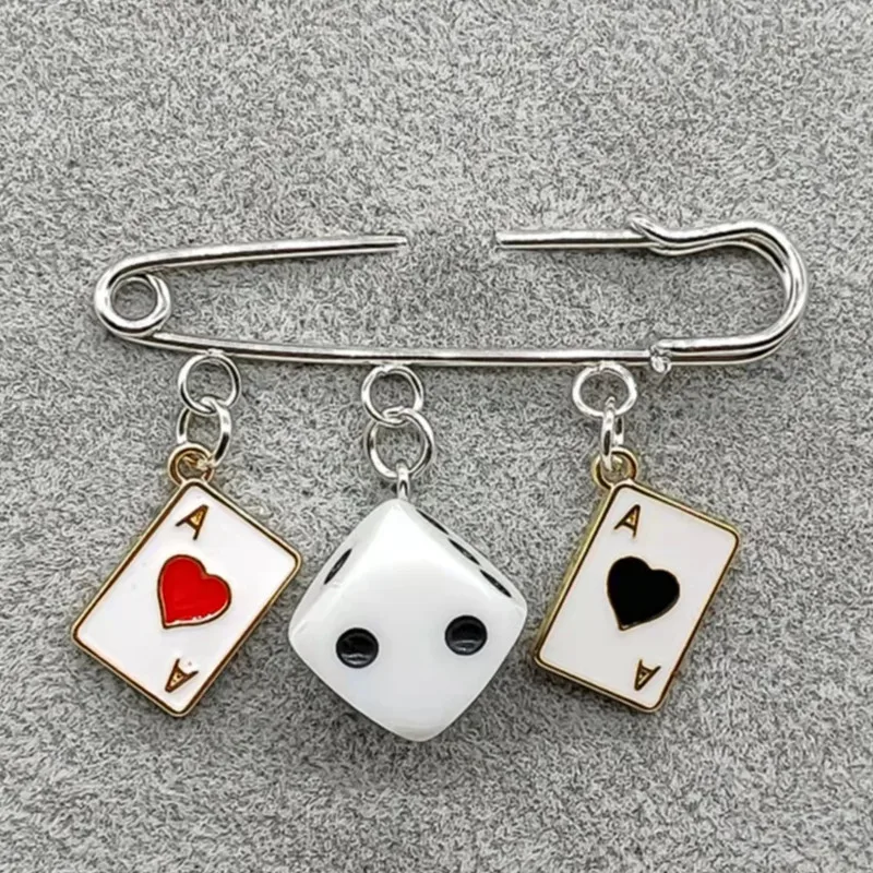 New fashion dice brooch poker pin men and women small accessories ...