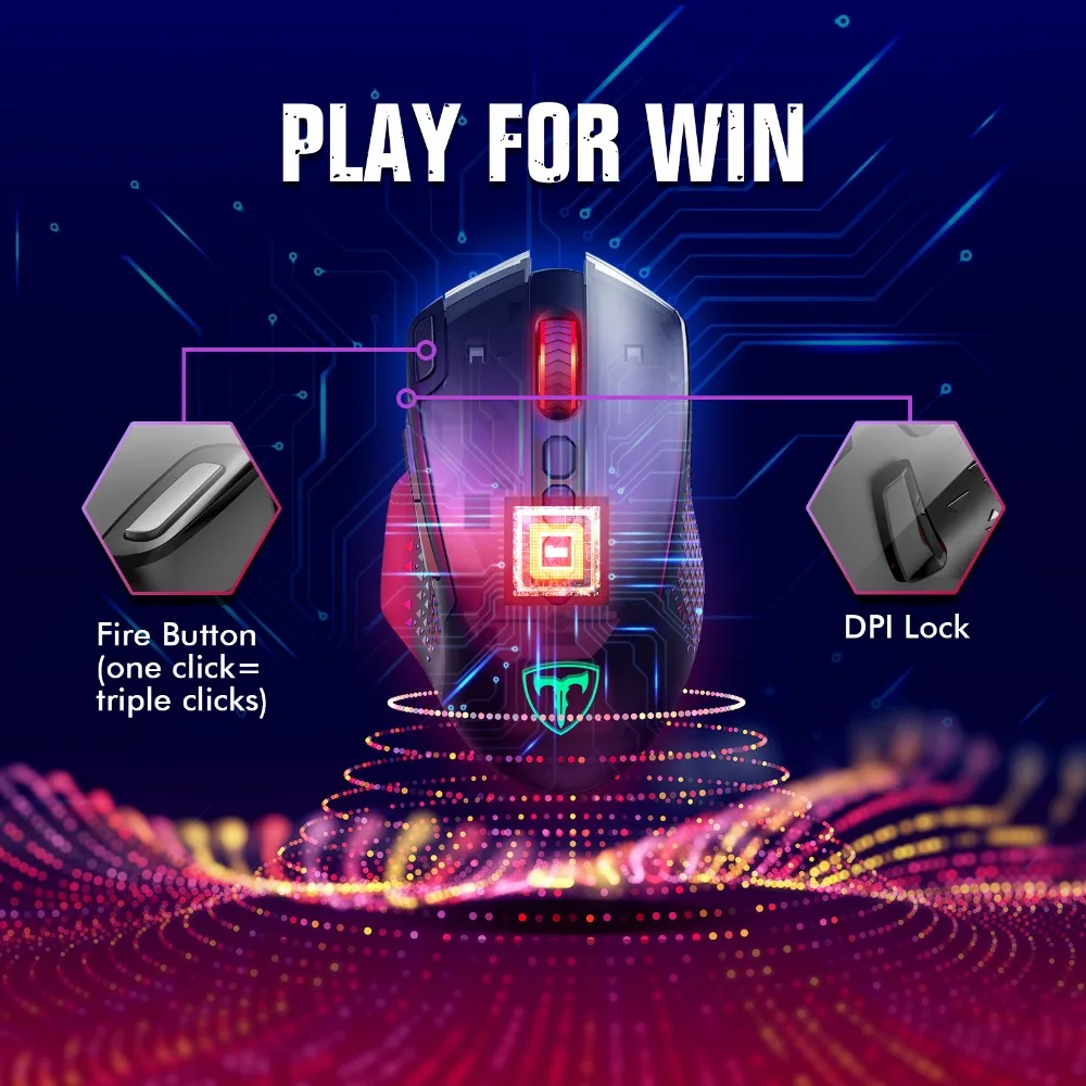 Pictek Wireless Mouse Rechargeable Ergonomic Gaming Mouse With 10 ...