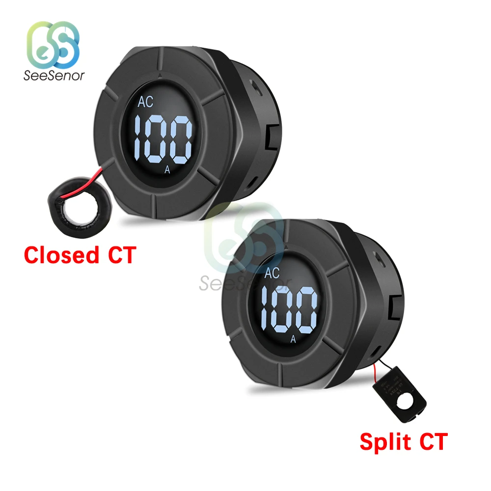 Round LCD Display AC Digital Ammeter Ampere Meter Car Amp Panel Meter 0 ...
