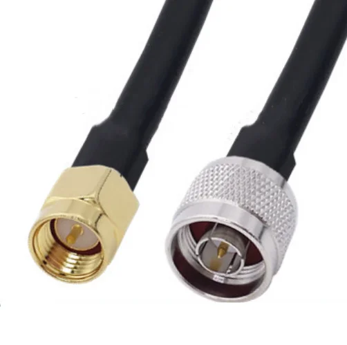 SMA macho para conector macho N, adaptador de RF coaxial, cabo de jumper, 50ohm, 5D-FB, 50-5