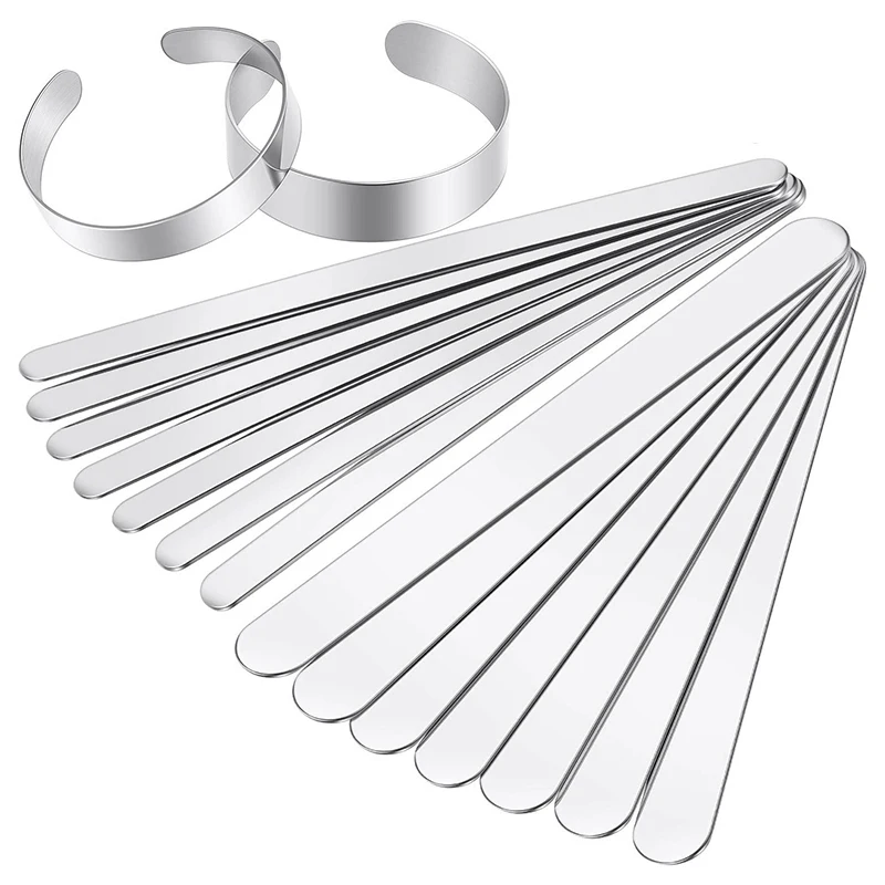 16 Pieces Bracelet Blanks 3/8 Inch And 5/8 Inch Stainless Steel Bangle ...